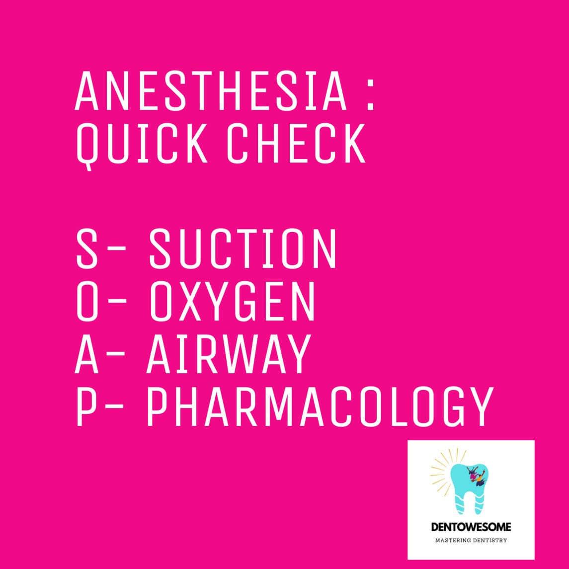 Mnemonic on Anesthesia – Quick Check – Dentowesome