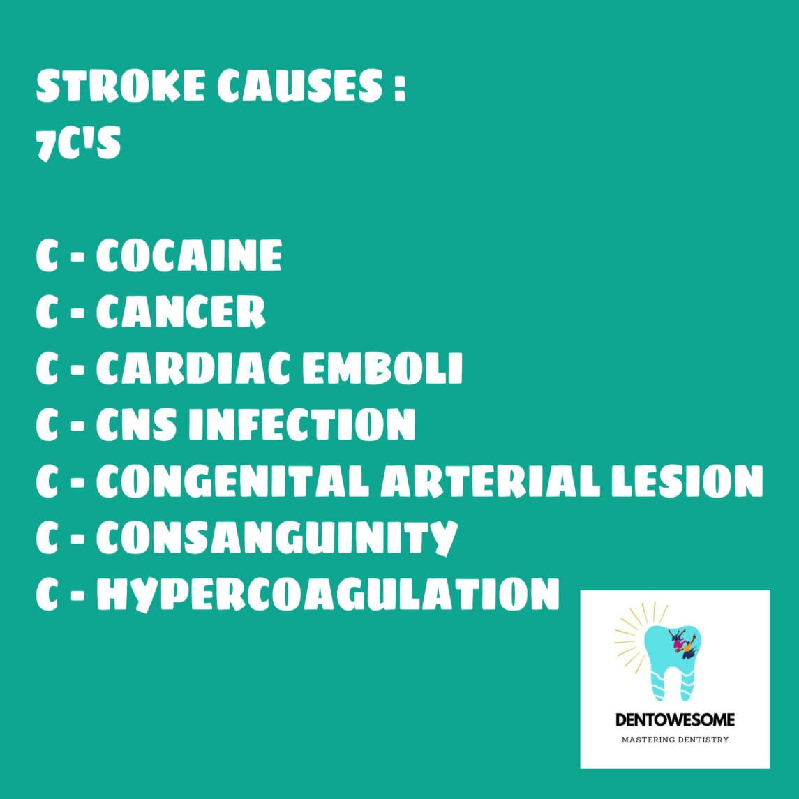 Mnemonic on Causes of Stroke – Dentowesome